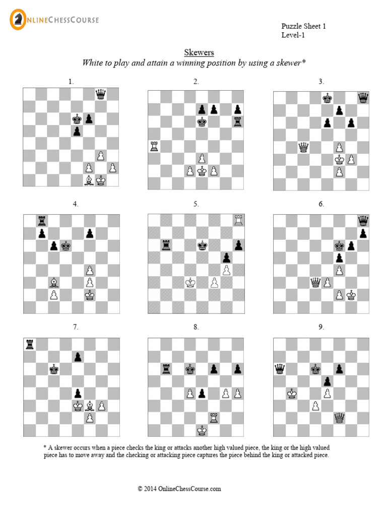 16. Skewers Worksheets | PDF | Chess | Chess Theory