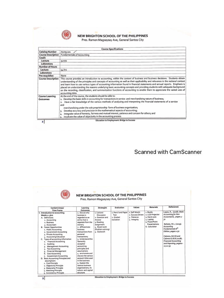 Syllabus - Ac 101 | PDF