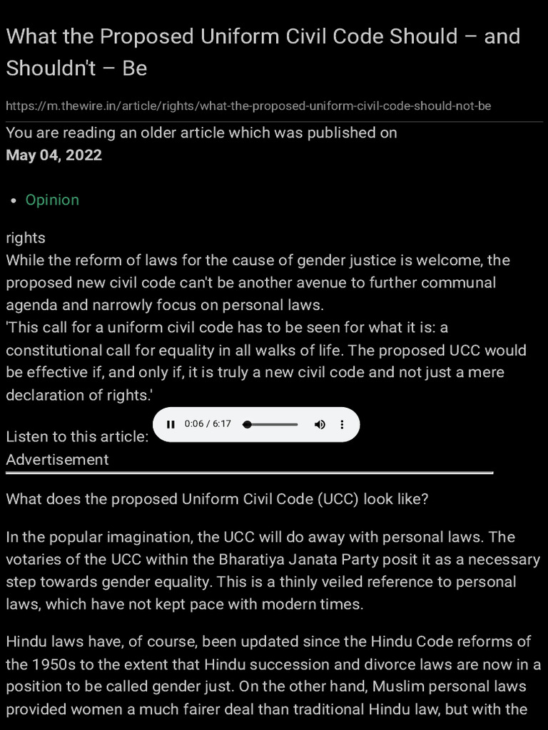 What The Proposed Uniform Civil Code Should - and | PDF | Justice ...