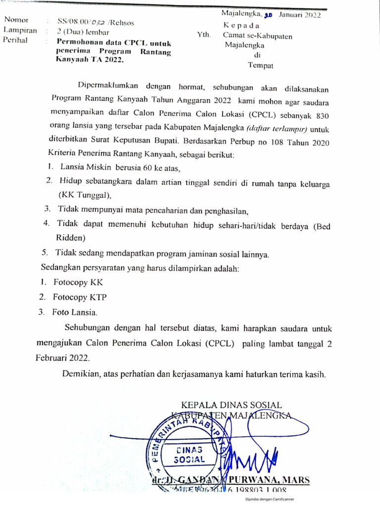 surat permohonan CPCL Ranyah (1) | PDF