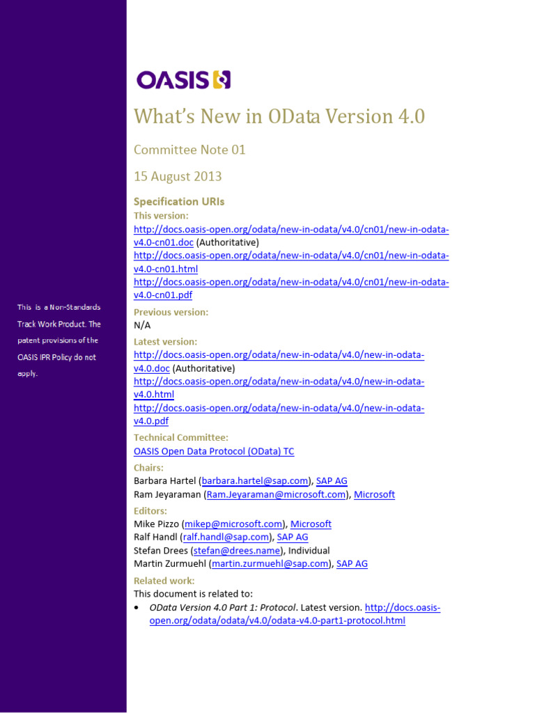 New in Odata v4.0 Cn01 | PDF | Metadata | Computing