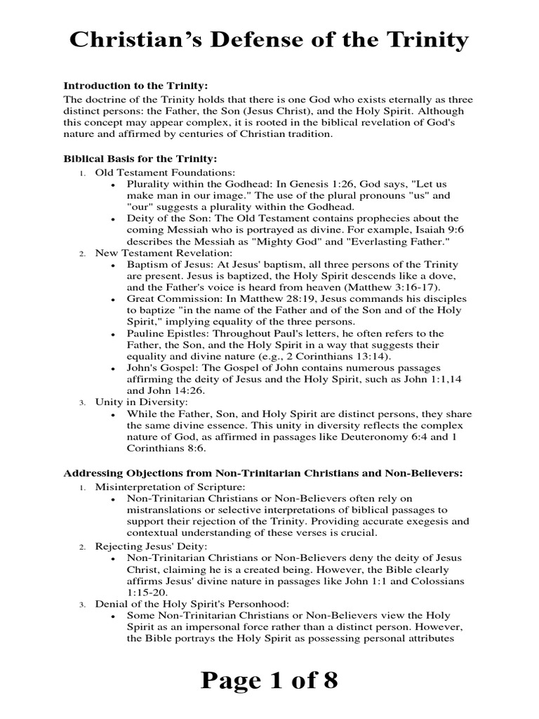 Christian Defense of The Trinity | PDF | Trinity | God The Father