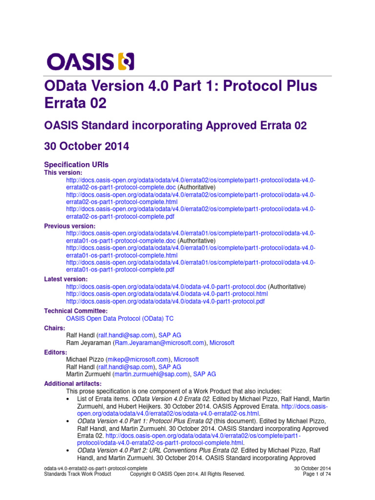 Odata V4 0 Part1 Protocol Pdf Data Type Information Technology