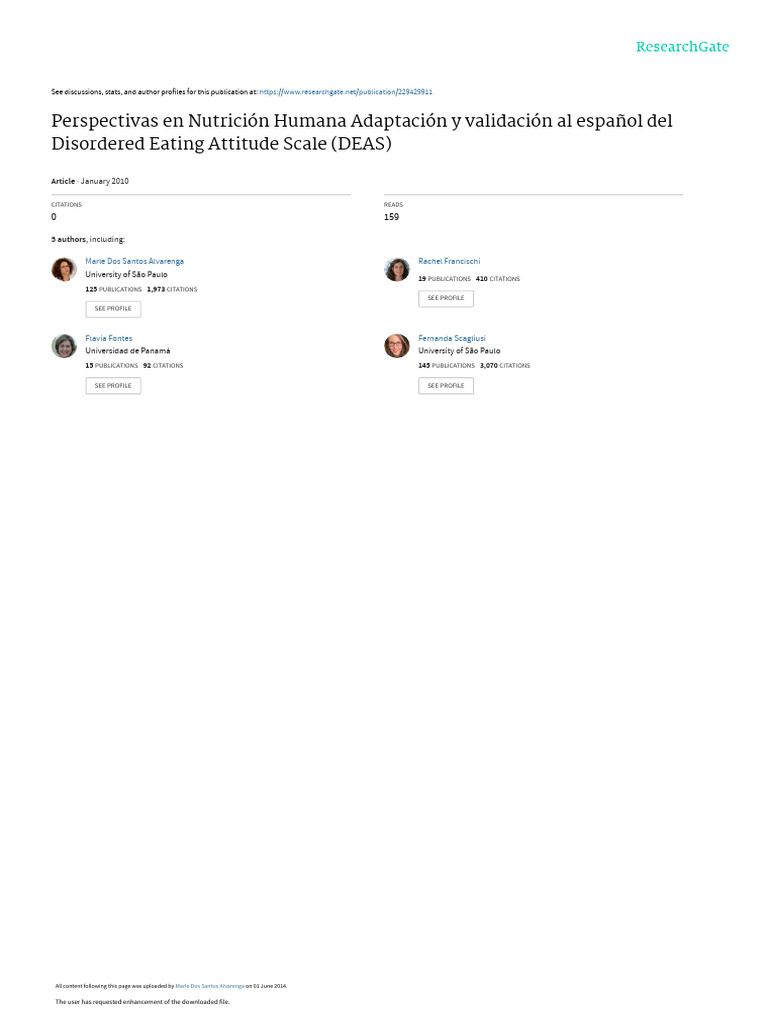 Adaptacionyvalidacionalespanoldel DEAS | PDF | Índice de masa corporal ...