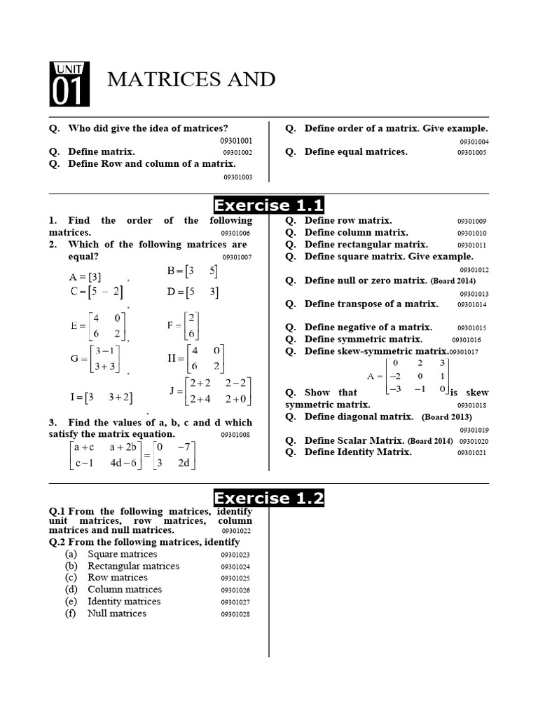 Matrix Basics for Students | PDF | Matrix (Mathematics) | Numbers