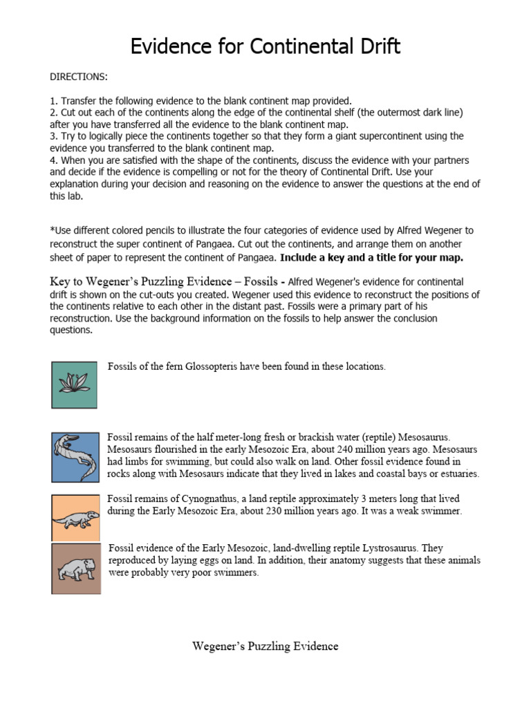 Evidence For Continental Drift | PDF | Plate Tectonics | Natural Sciences