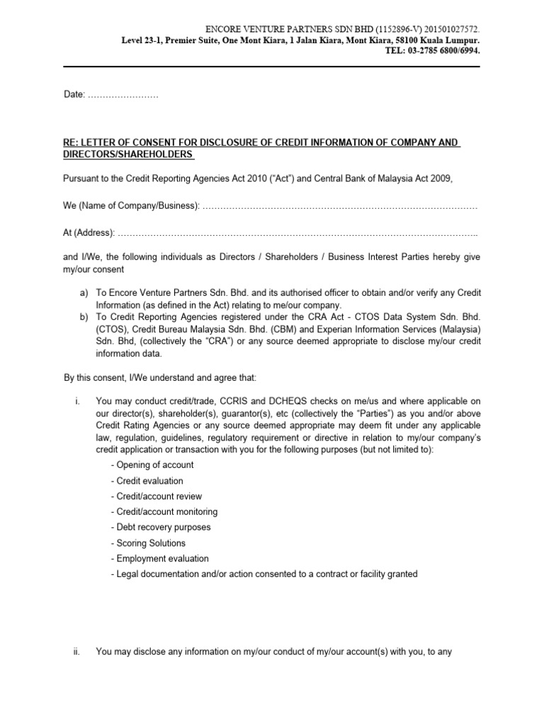 Consent Form - Evp | PDF | Business | Private Law