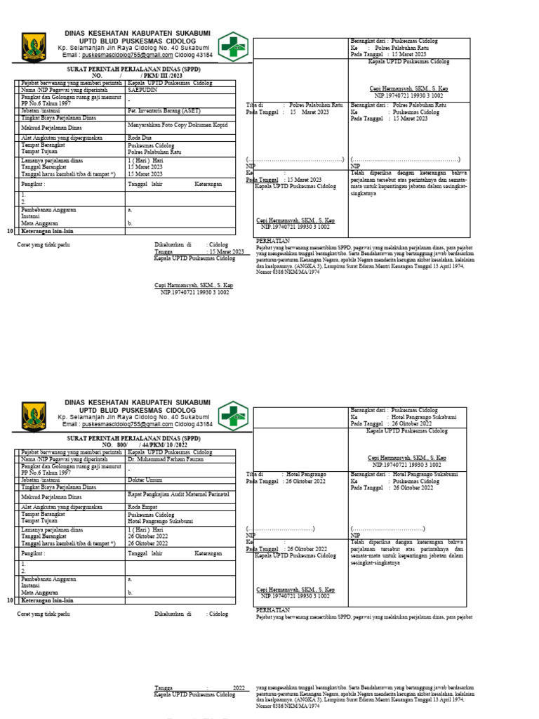 SPPD Dinas Rapat | PDF