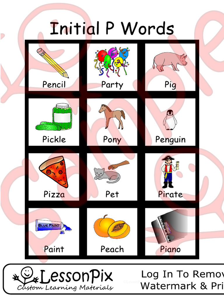 Initial+P+Words Material 7618714 | PDF