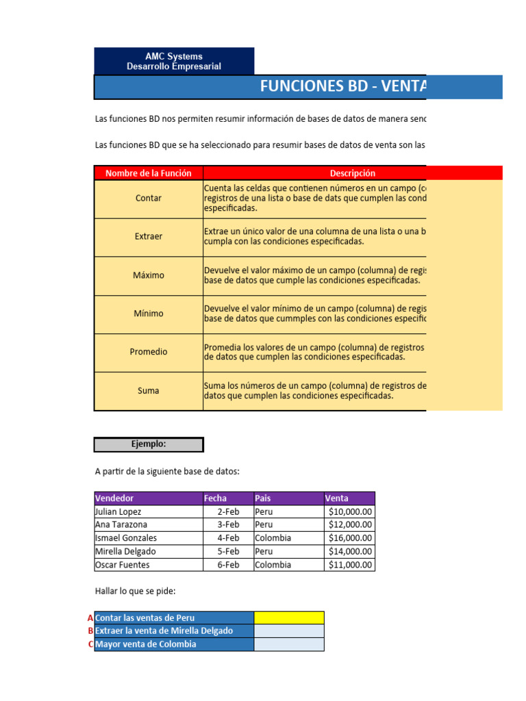 04 - Resúmenes de Bases de Datos de Venta Con Funciones BD - Olga Hinostroza | Descargar gratis ...