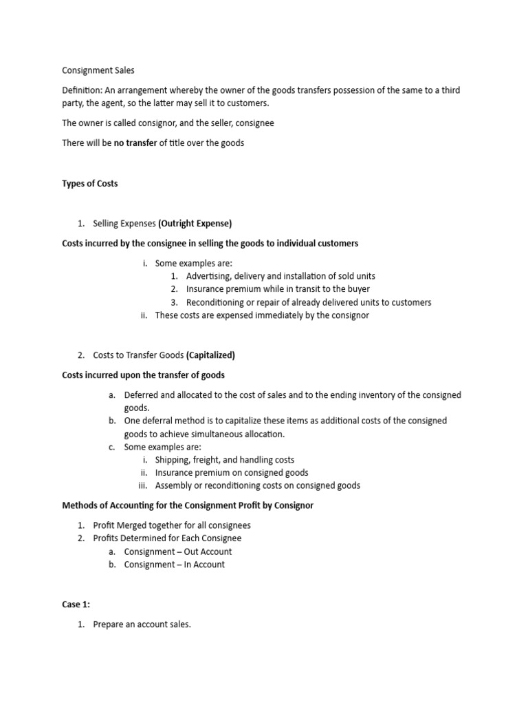 Consignment Sales vs. Outright Sales | PDF | Sales | Cost Of Goods Sold