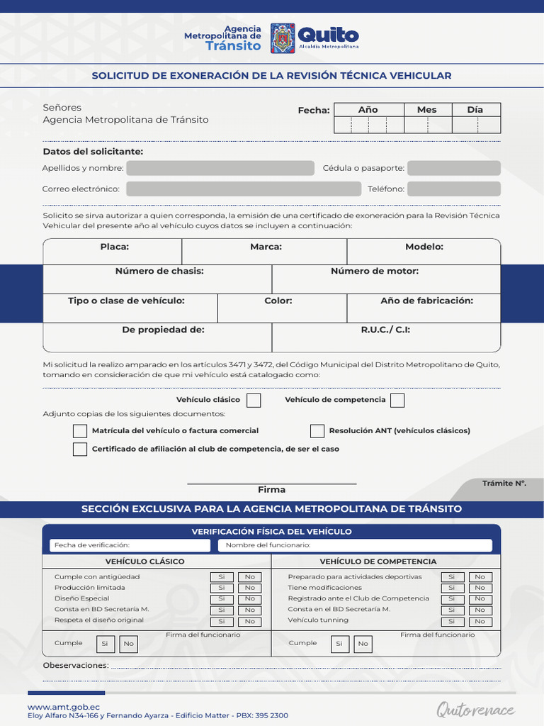 Formulario Exoneración RTV | PDF