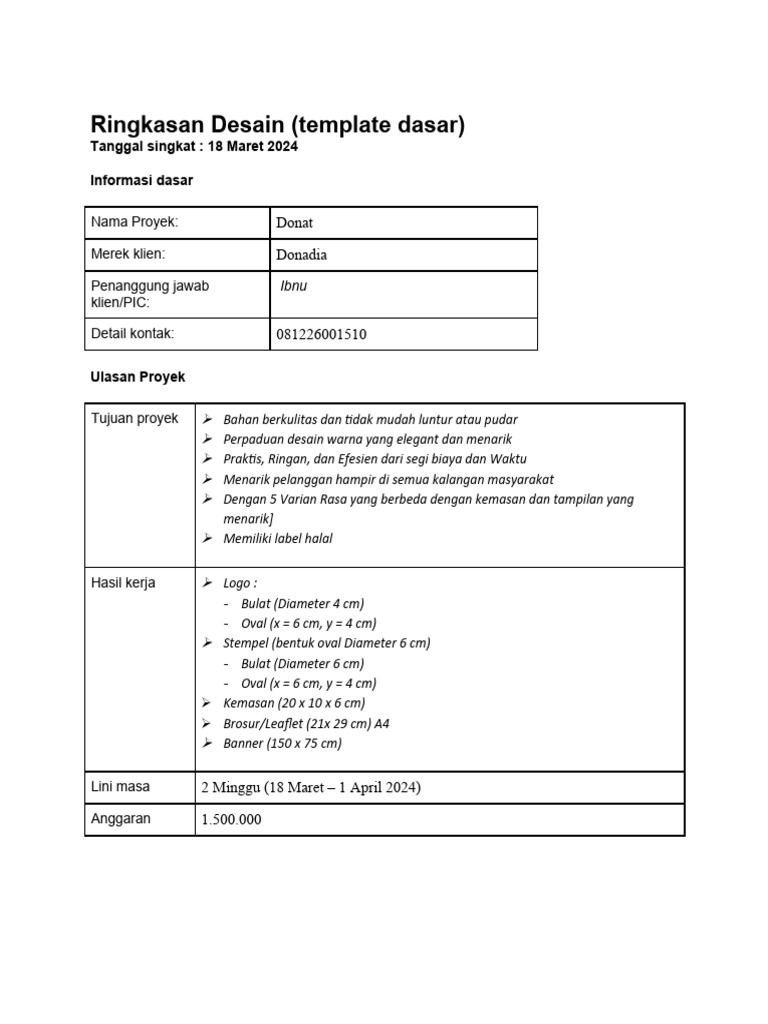Design Brief Makanan | PDF