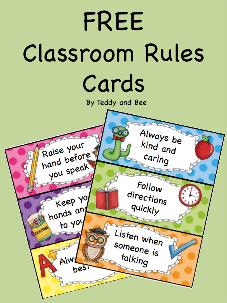 Free Classroom Rules Cards Download | PDF