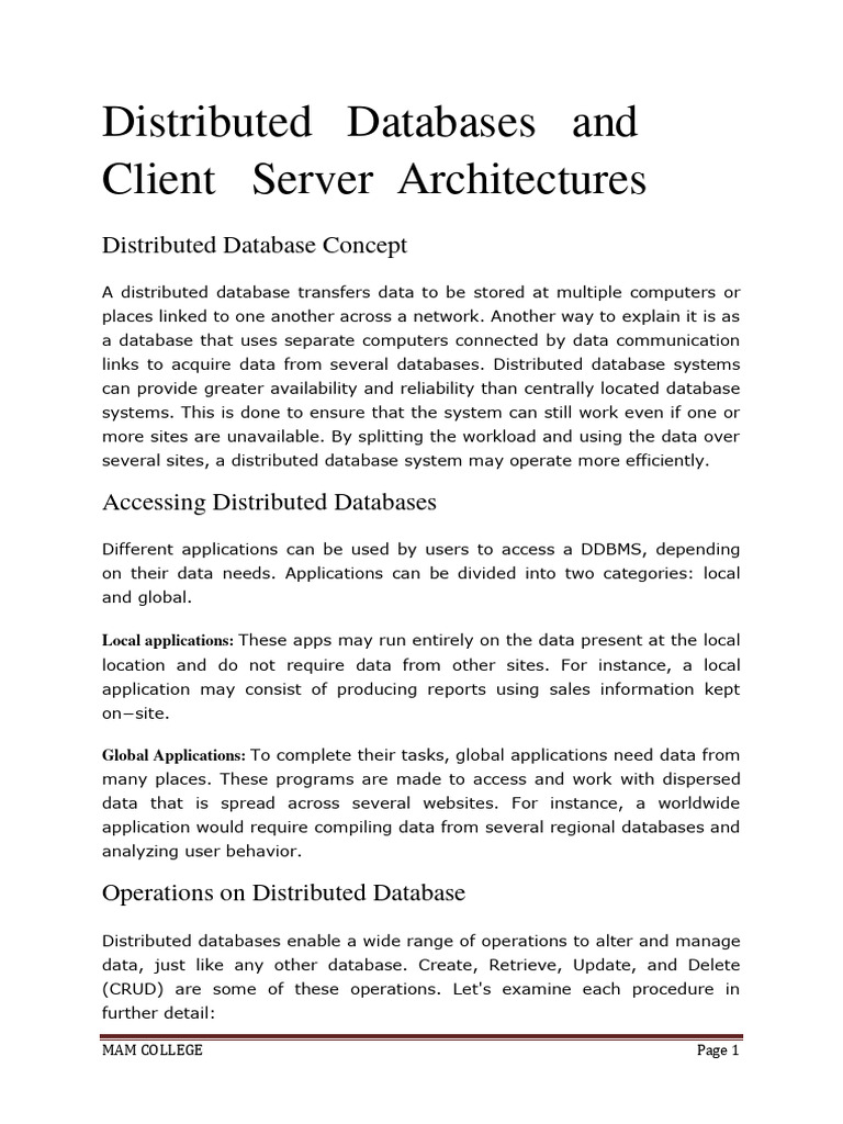 Distributed Databases and Client Server Architectures | PDF | Databases ... Distributed Databases and Client Server Architectures | PDF | Databases ...