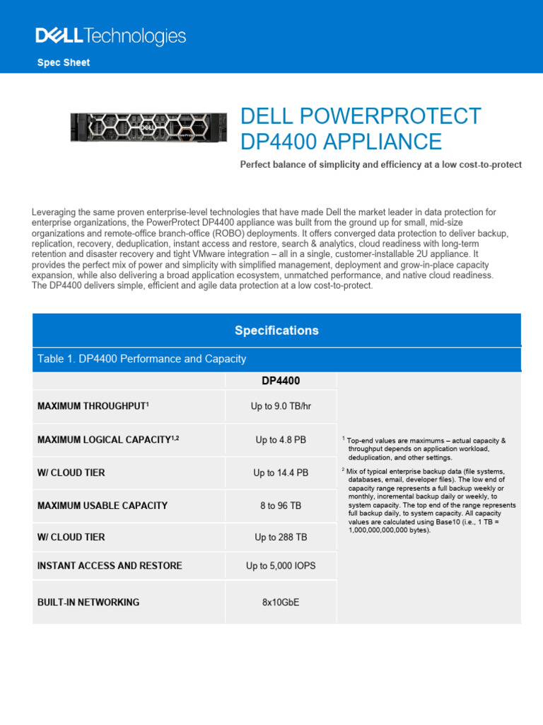 Dell PowerProtect DP4400 Overview | PDF