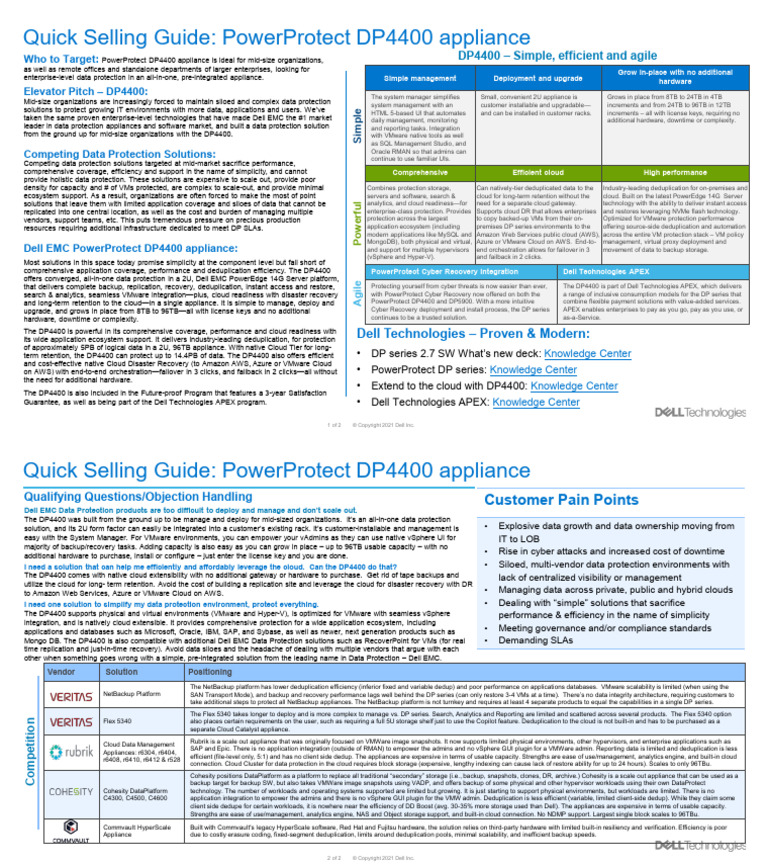 Powerprotect Appliances dp4400 QSG | PDF