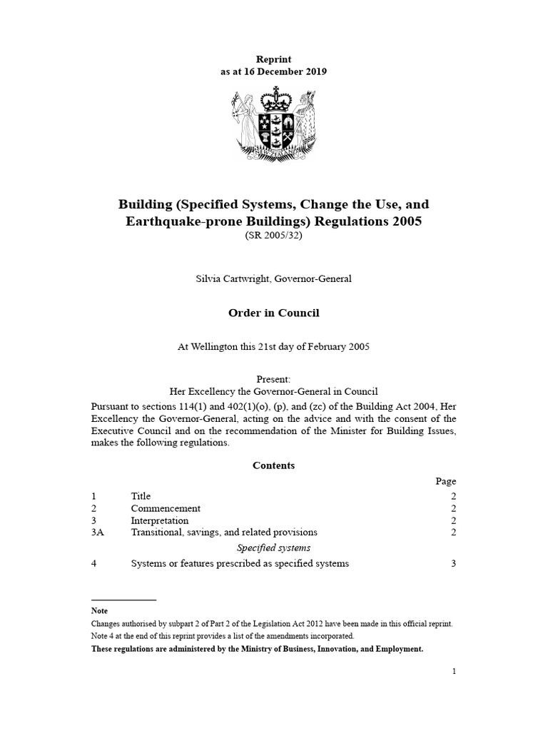 NZ Building Regulations 2005: Earthquake Safety | PDF | Polystyrene | Fires