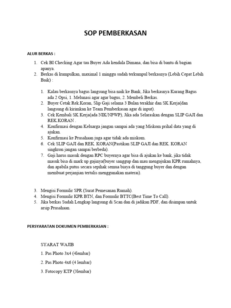 Sop Pemberkasan | PDF | Hukum