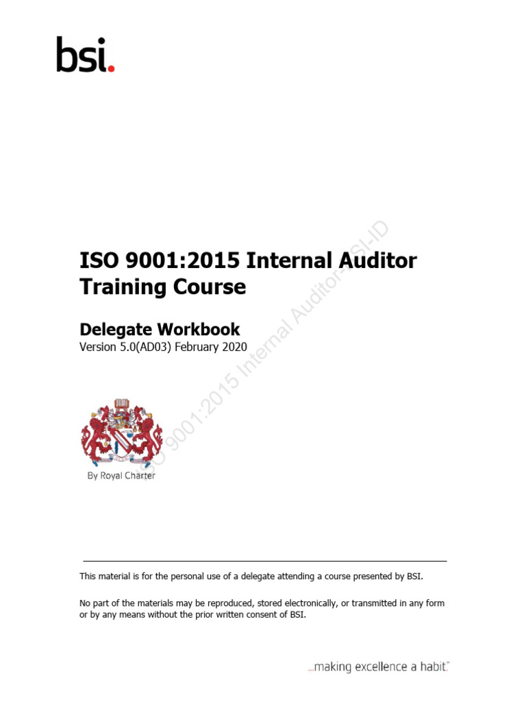 01 Delegate Workbook_QMS03001ENGX_v5(AD03)_Feb2020 | PDF | Audit | Iso 9000