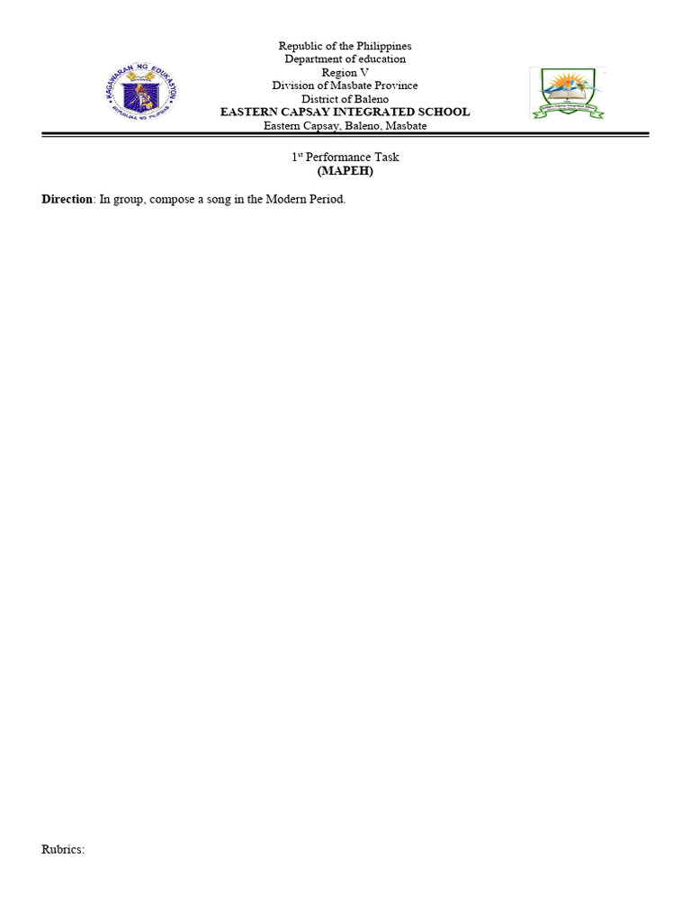Performance Task 1 Mapeh 3rd Quarter | PDF