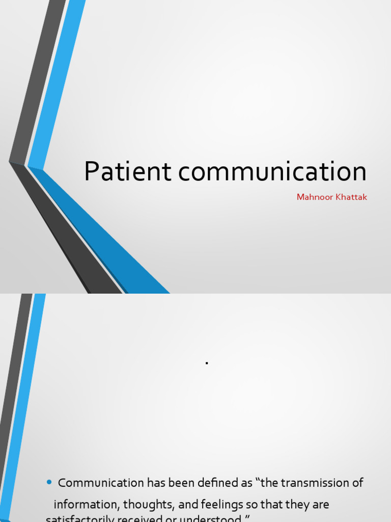 Effective Patient Communication Guide | PDF | Communication | Nonverbal ...