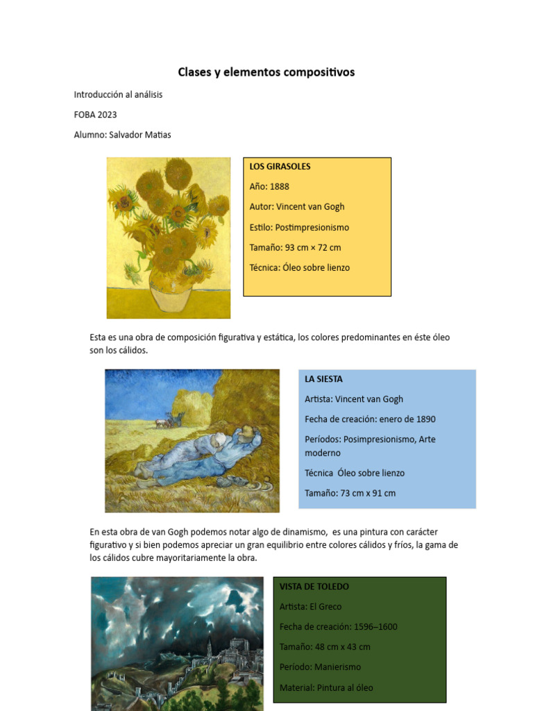 Clases y Elementos Compositivos | PDF | Pinturas | Artes plásticas