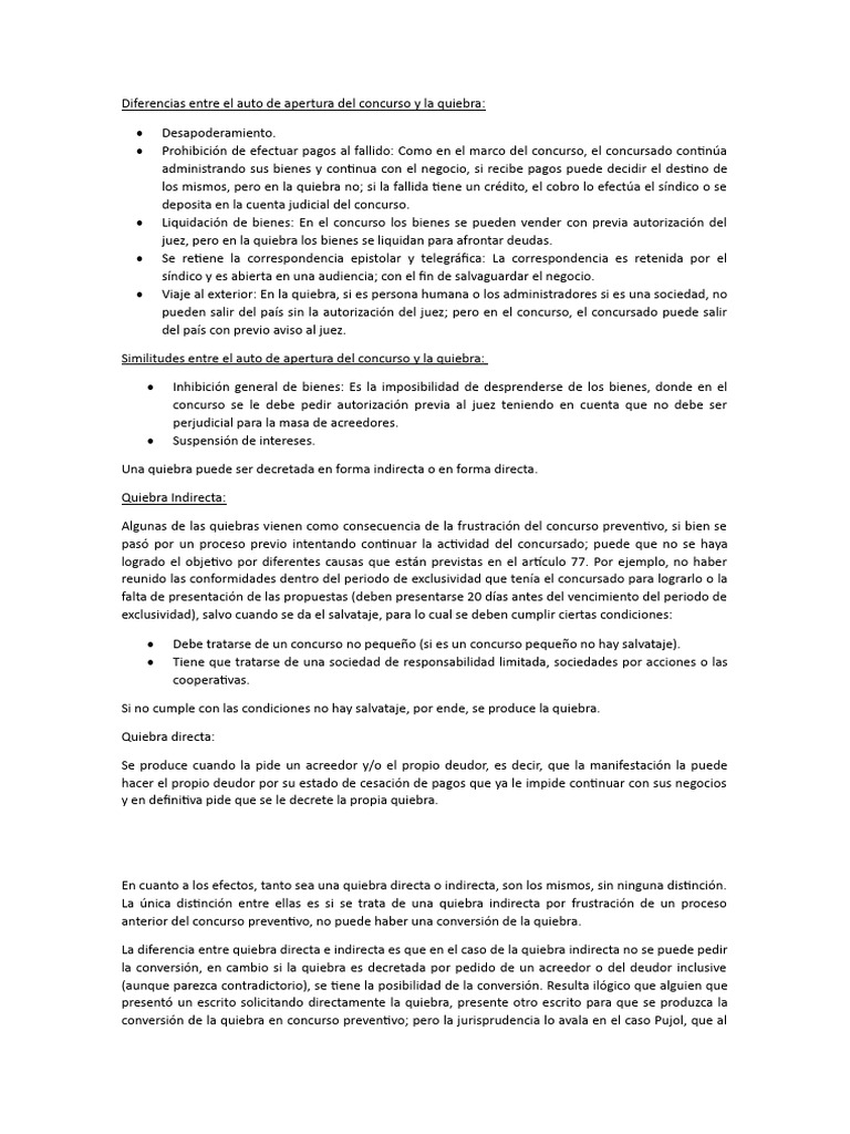 Concurso vs Quiebra: Claves y Diferencias | PDF | Bancarrota | Liquidación