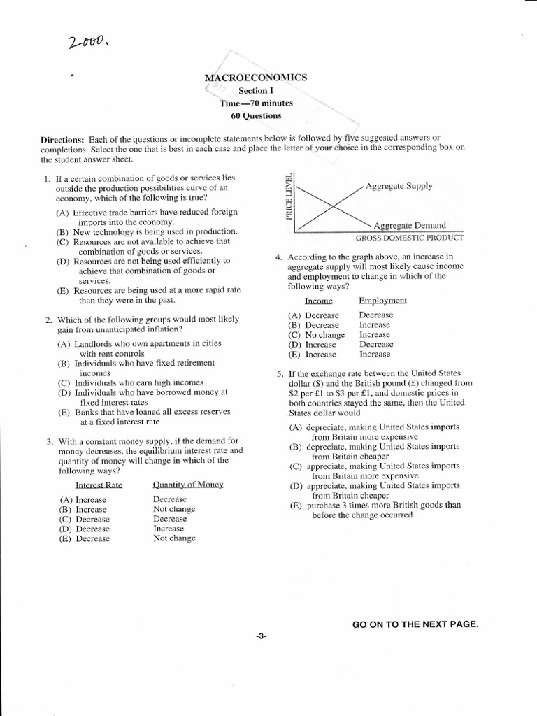 Macroeconomics Exam Questions | PDF | Advanced Placement | Macroeconomics