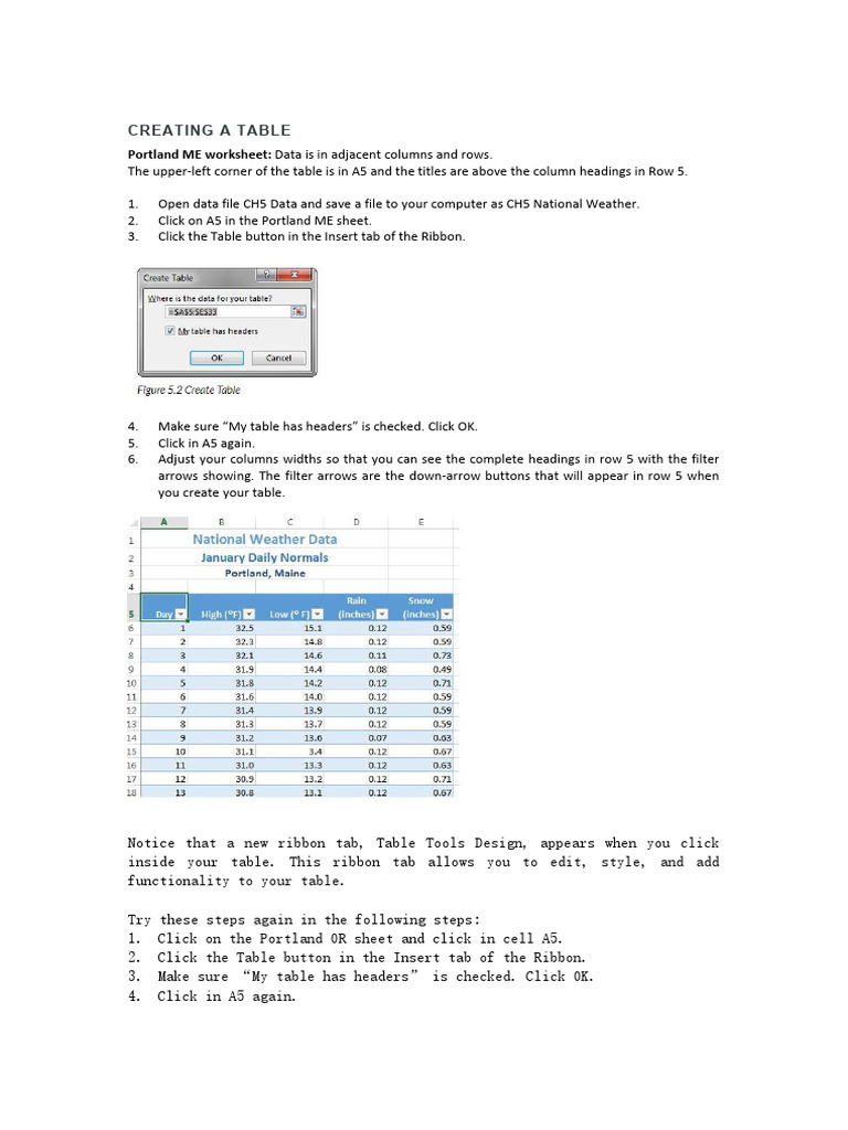 Practice Exercise #3-Table Basics | PDF | Spreadsheet | Microsoft Excel