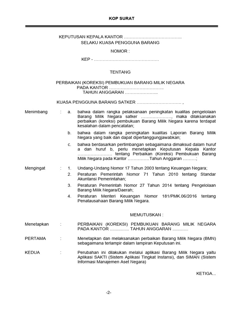 SK Koreksi BMN | PDF