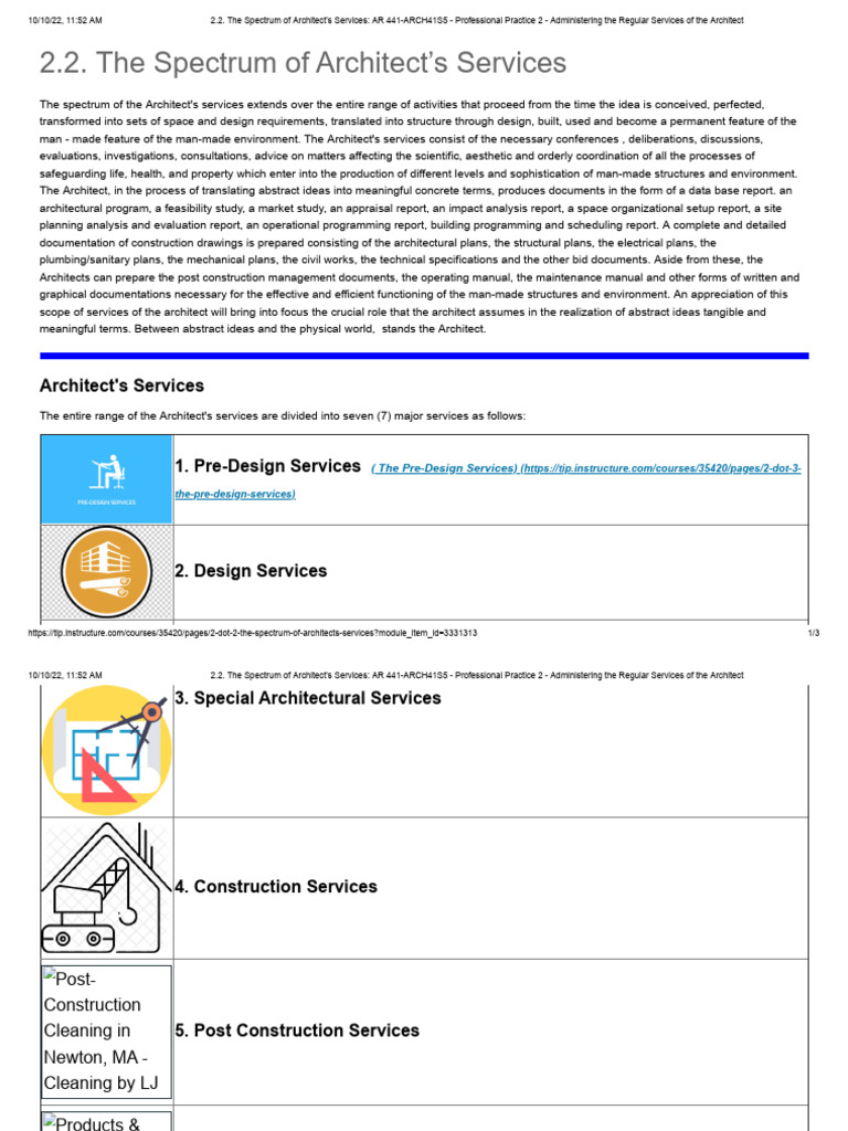 Spectrum of Architectural Services | PDF | Architect | Construction ...
