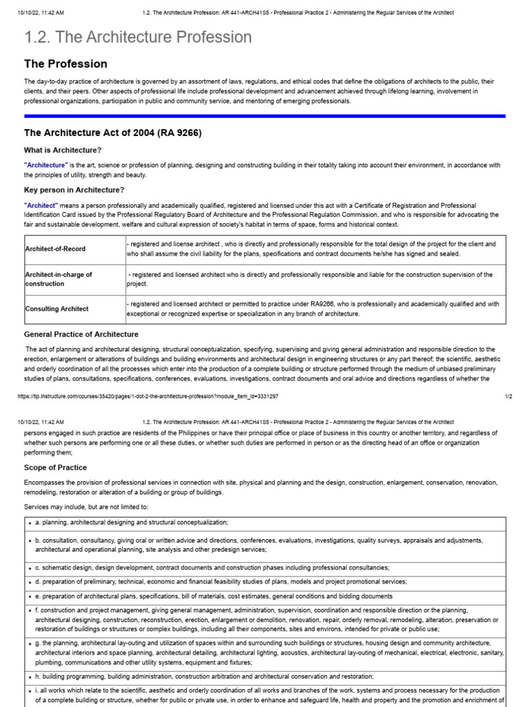 Overview of the Architecture Profession | PDF | Architect | Profession