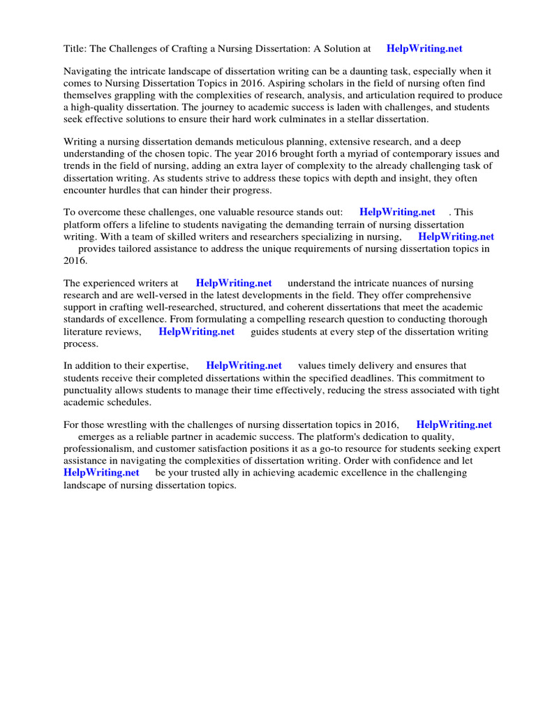 Nursing Dissertation Topics 2016 | PDF | Nursing | Health Care