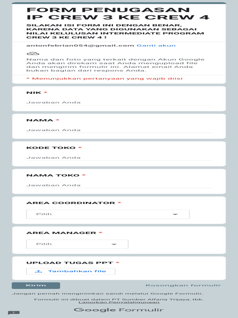 Form Penugasan Ip Crew 3 Ke Crew 4 | PDF