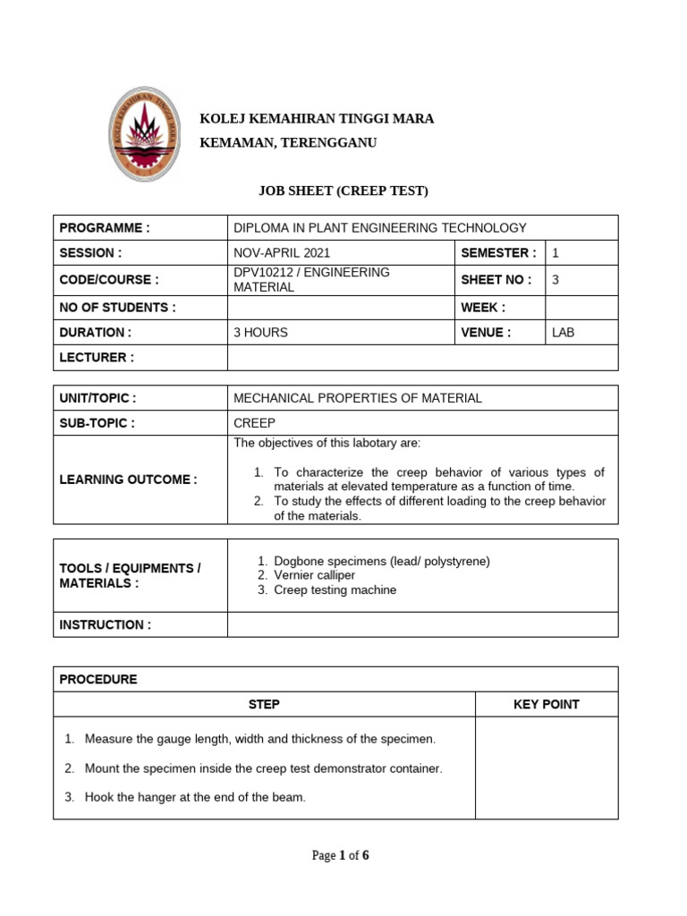 Lab 2 (Creep Test)Na_2021 (1) (PDF.io) | PDF | Creep (Deformation ...