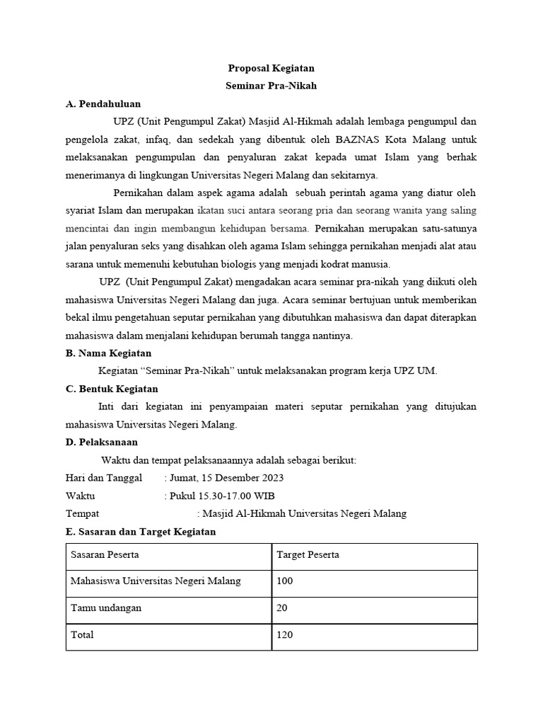 Proposal Seminar Pra Nikah | PDF