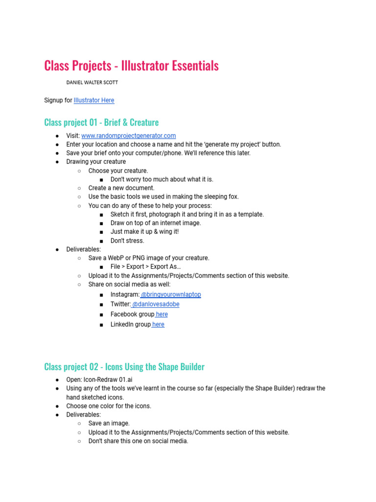 Illustrator Essentials Class Projects | PDF
