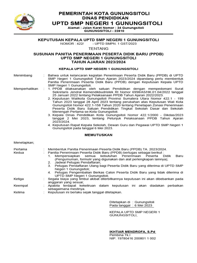 SK PPDB Tp. 2022-2023 | PDF