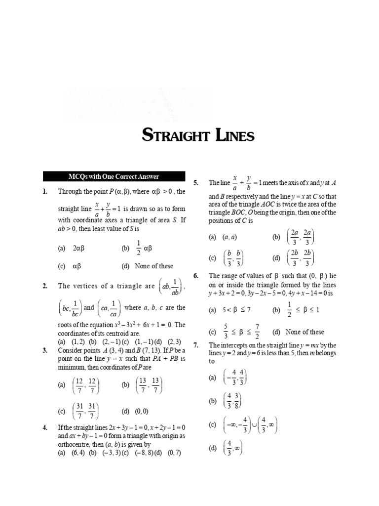 Straight Lines-1 | PDF | Euclid | Mathematical Objects