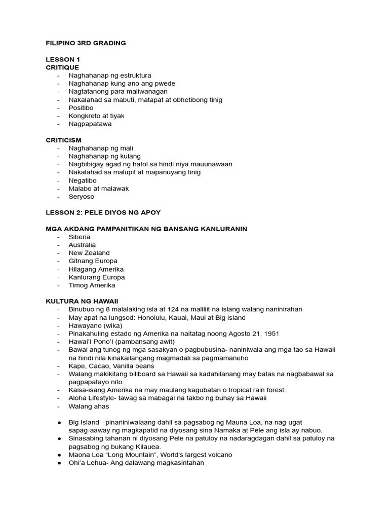 Filipino 3rd Grading | PDF