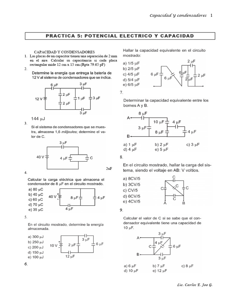 Practica 5 Capacidad y Condesadores | PDF | Capacidad | Condensador