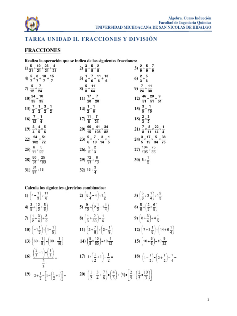 Tarea Unidad II Fracciones y División Act | PDF