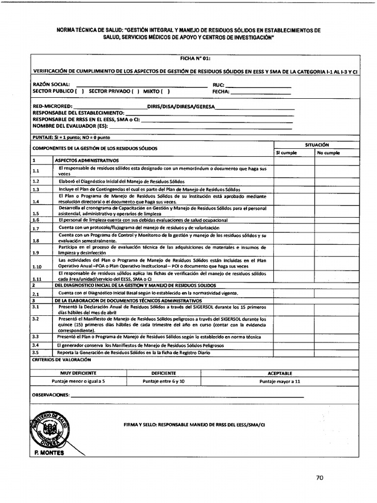 Ficha de Verificación RRSS | PDF | Residuos | Contaminación