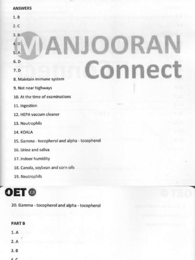 Asthma Reading Answers Oet Answer Key | PDF