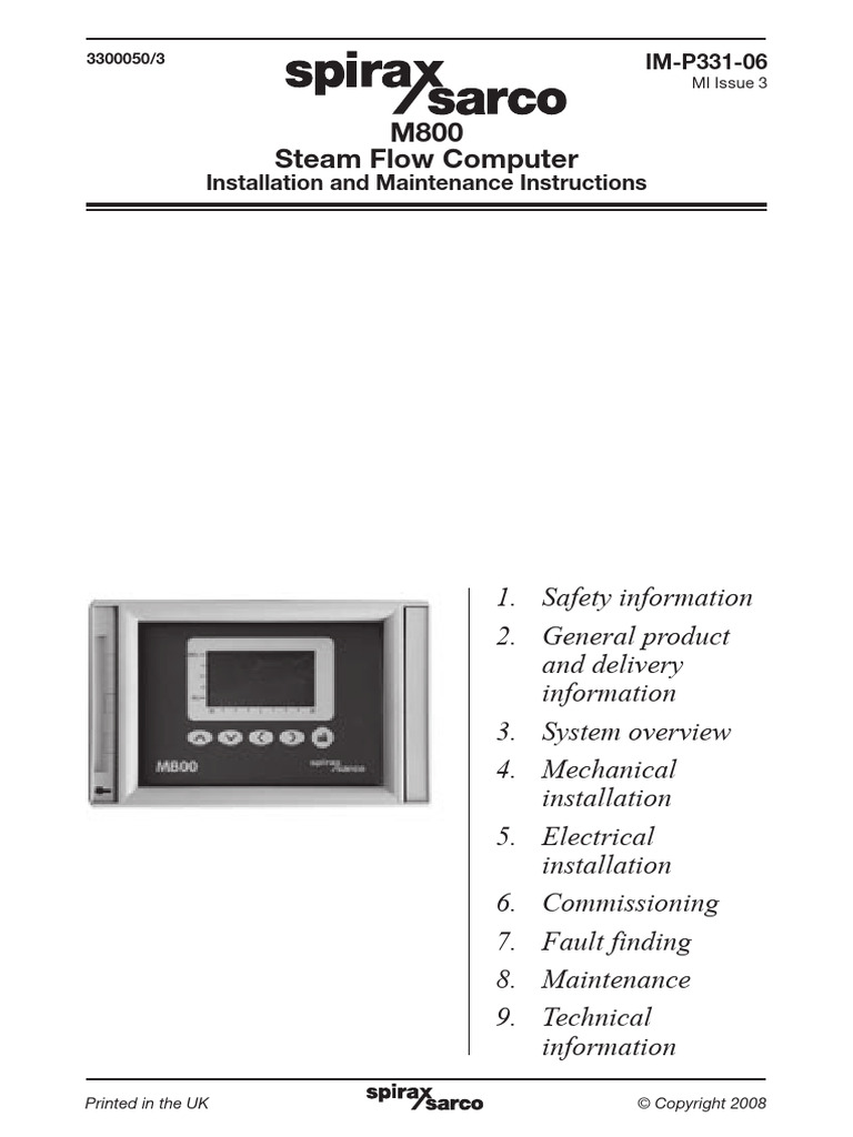 Steam Flow Computer IM P331 06 US | PDF | Flow Measurement | Electrical Wiring