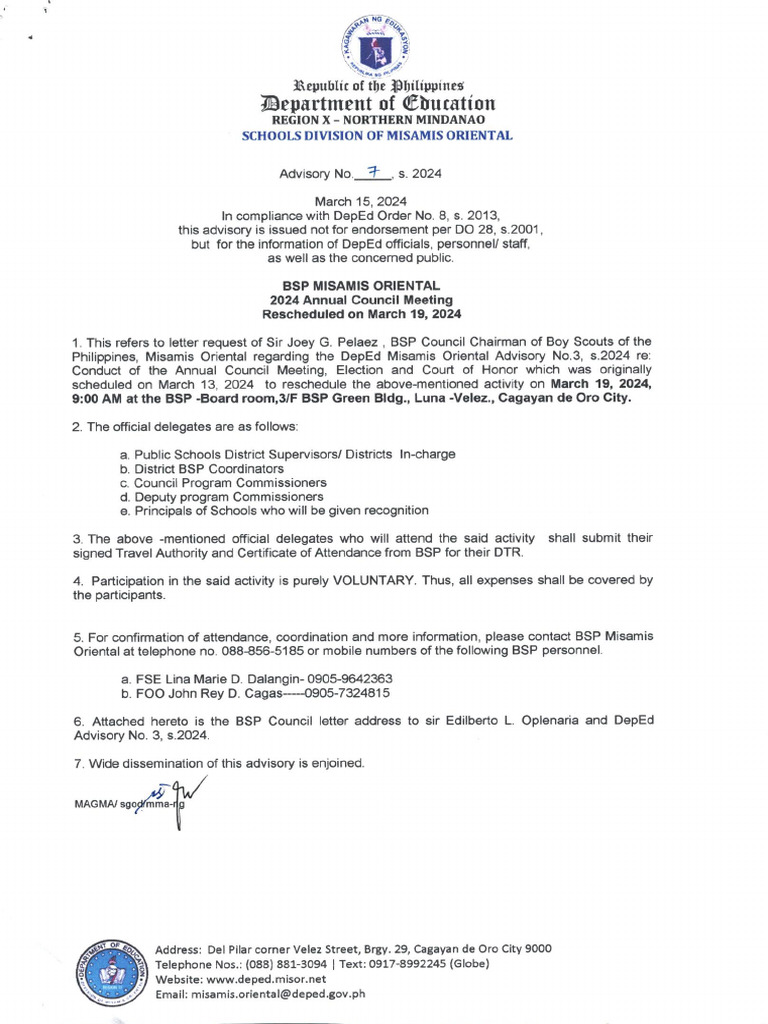 Division Advisory 07 S 2024 Bsp Misamis Oriental 2024 Annual Council