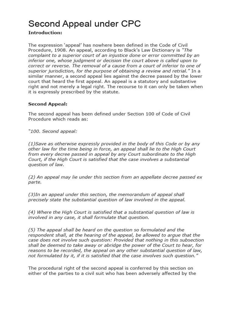 SECOND APPEAL | PDF | Judgment (Law) | Appeal