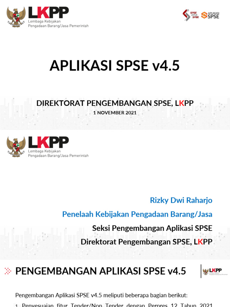 Pembaruan Aplikasi SPSE v4.5 dan Fitur Baru | PDF | Komputer ...