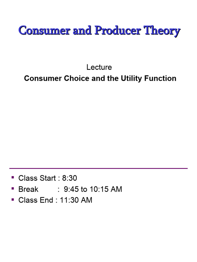Consumer and Producer Theory Overview | PDF | Utility | Microeconomics